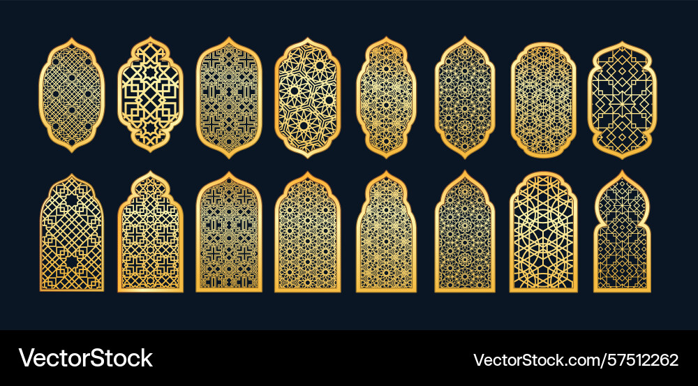 Golden traditional islamic ramadan arch shape Vector Image