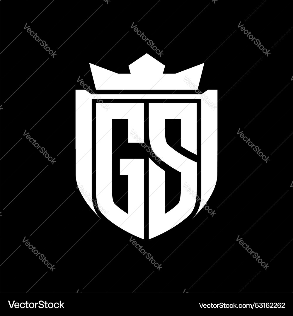 Gs letter logo shield shape inside badge Vector Image