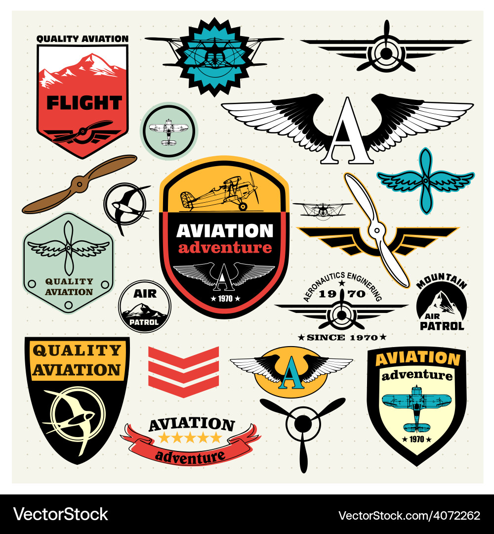 Mega set of the theme aviation Royalty Free Vector Image