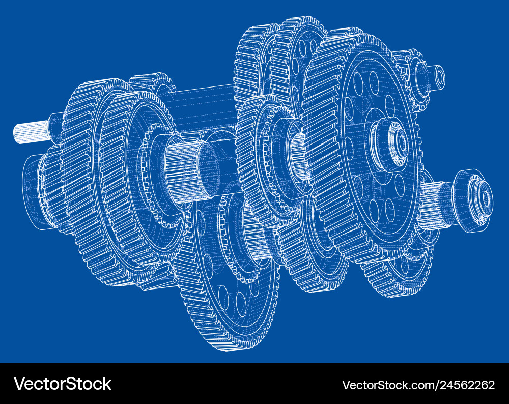 Outline gearbox concept Royalty Free Vector Image
