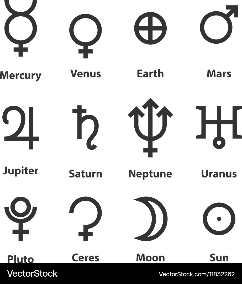 Planetary Astrology Symbols Royalty Free Vector Image
