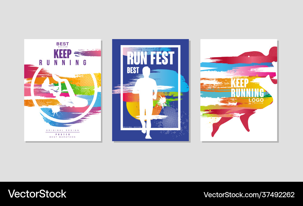 Run fest poster for marathon and running Vector Image