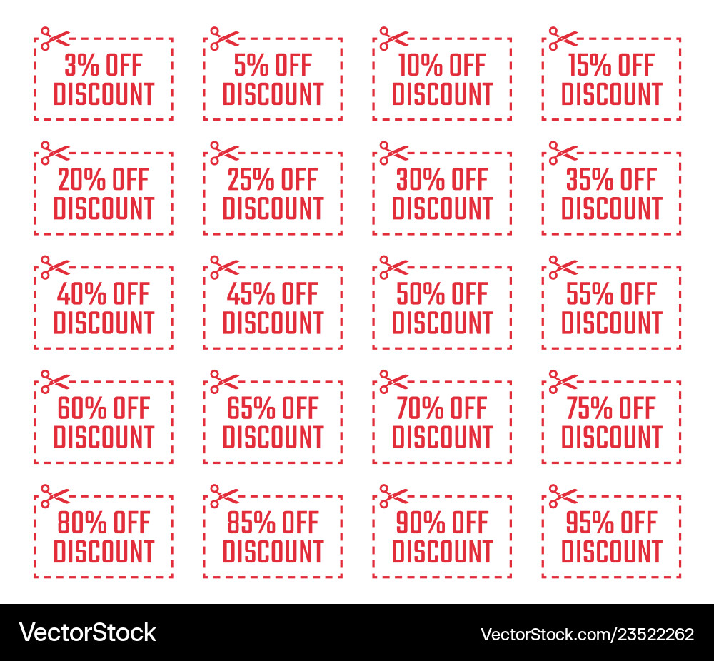 Sale coupons discount tags and labels set Vector Image