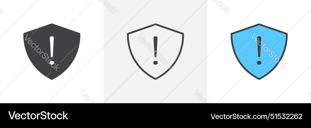 Shield exclamation icon set high risk security Vector Image