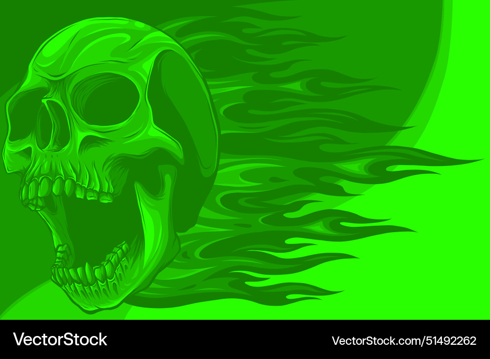 Skull on fire with flames Royalty Free Vector Image