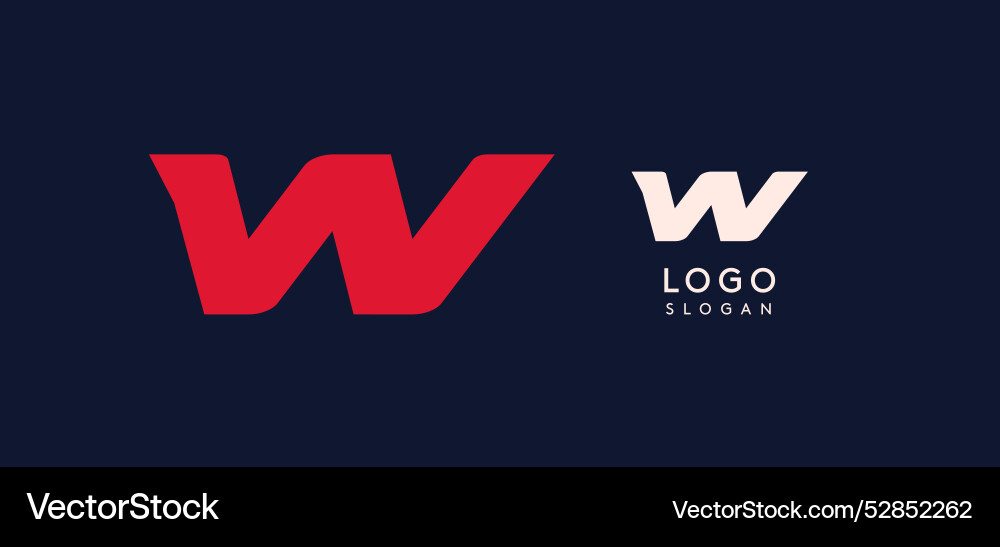 Wide bold red letter w modern dynamic logo Vector Image