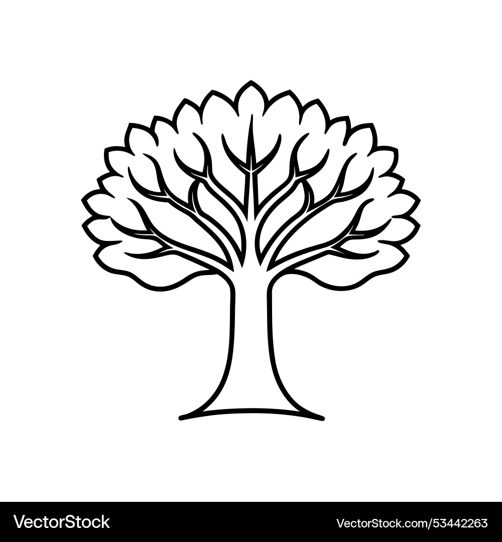 Black and white line art tree logo with geometric Vector Image