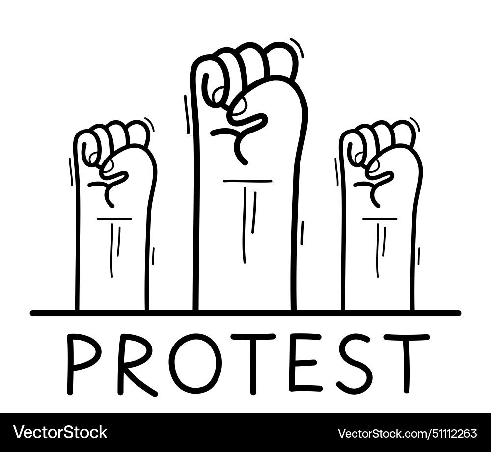 Clenched fists protest signs hand gestures raised Vector Image