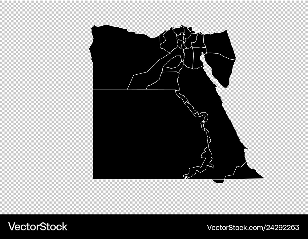 Egypt map - high detailed black Royalty Free Vector Image