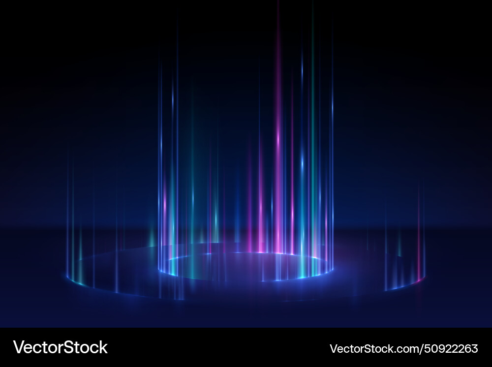 Neon light circle effect on black background Vector Image