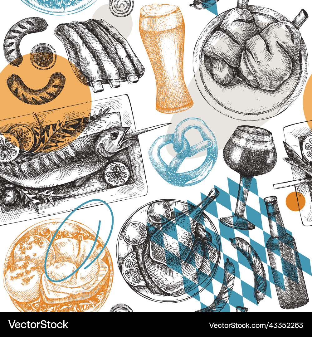 Oktoberfest background german cuisine menu design Vector Image