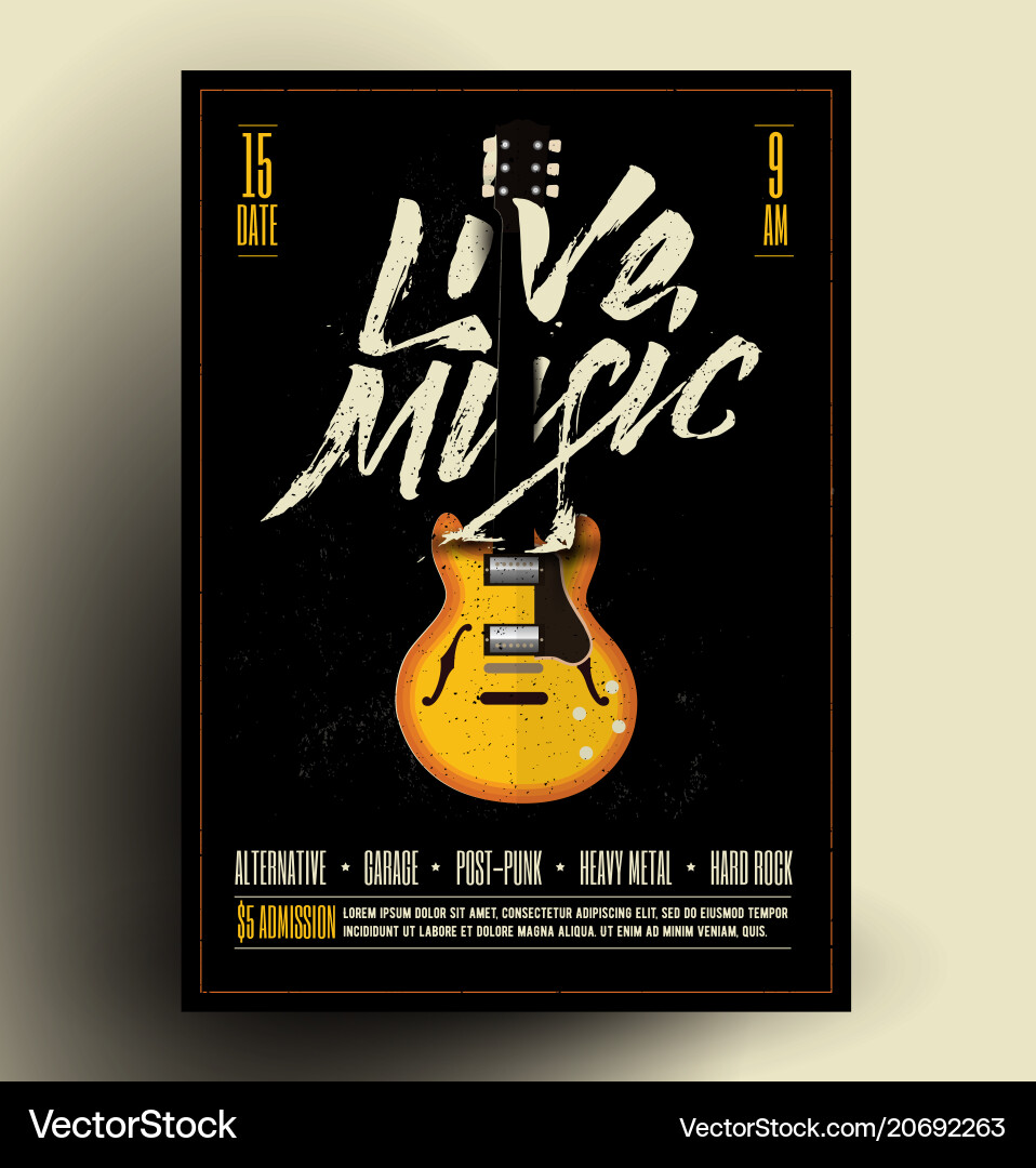 Retro Live Music Poster Royalty Free Vector Image