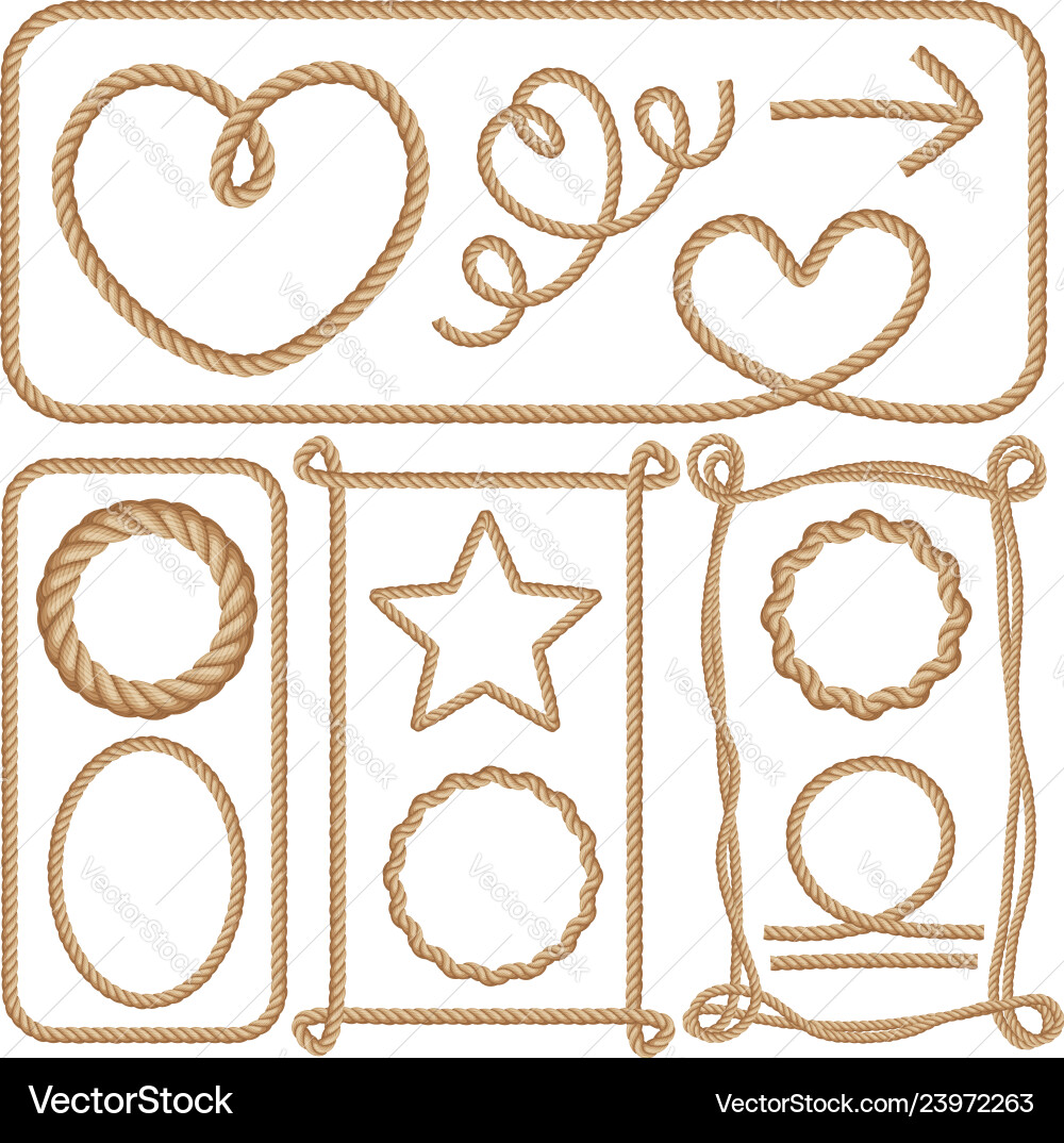 Rope frames set cartoon Royalty Free Vector Image