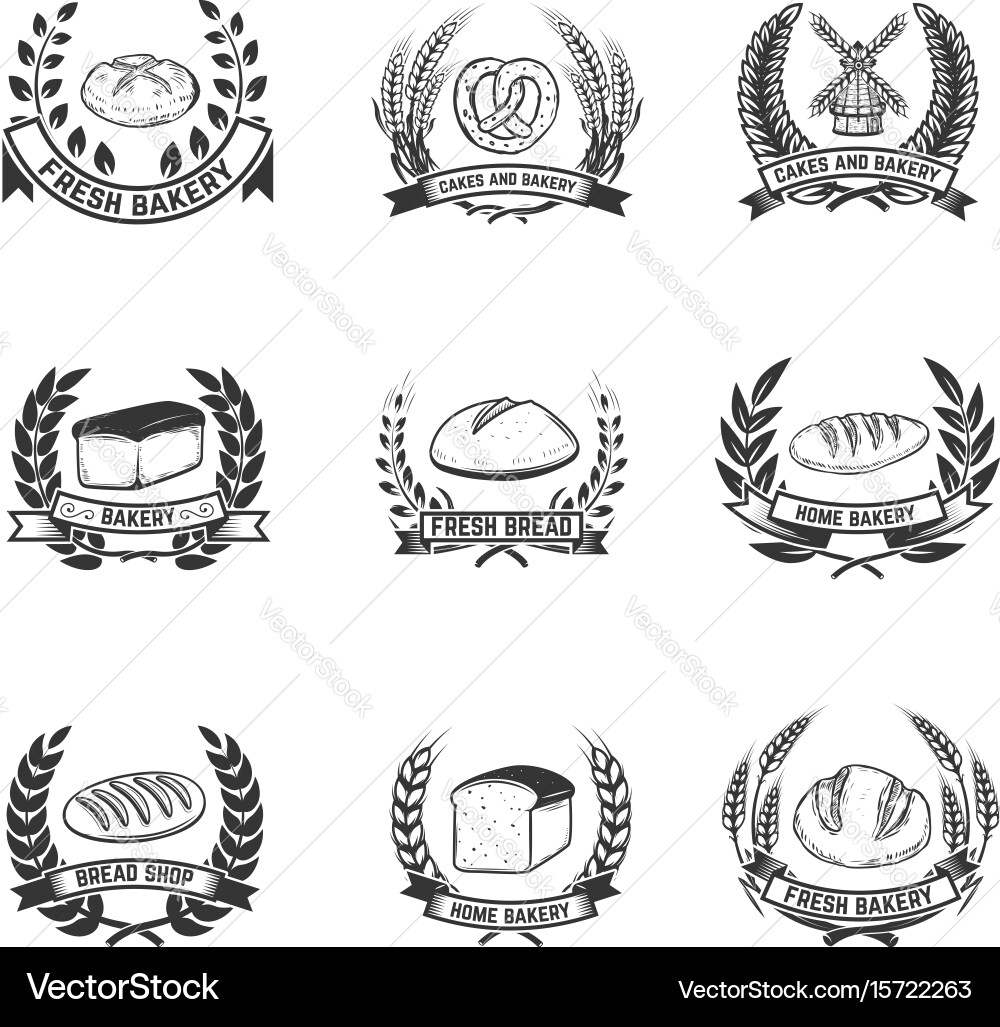 Set of bakery labels bread shop fresh Royalty Free Vector