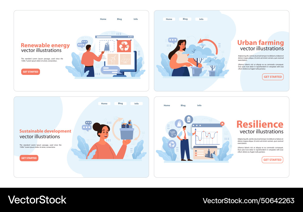 Sustainability concepts set flat Royalty Free Vector Image