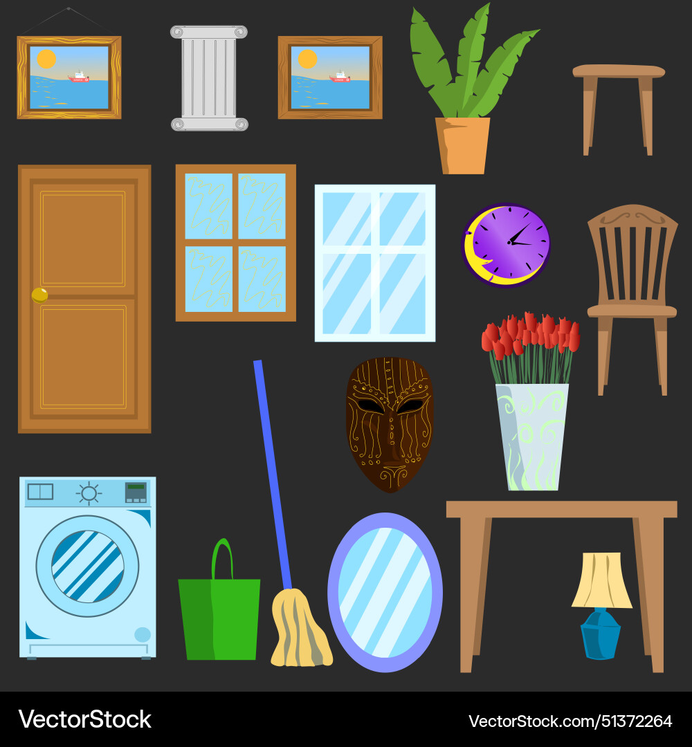 Common home furnishings including windows Vector Image