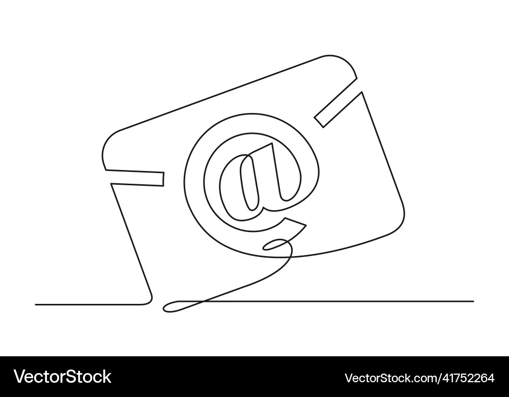 Continuous drawing of one line an email Royalty Free Vector