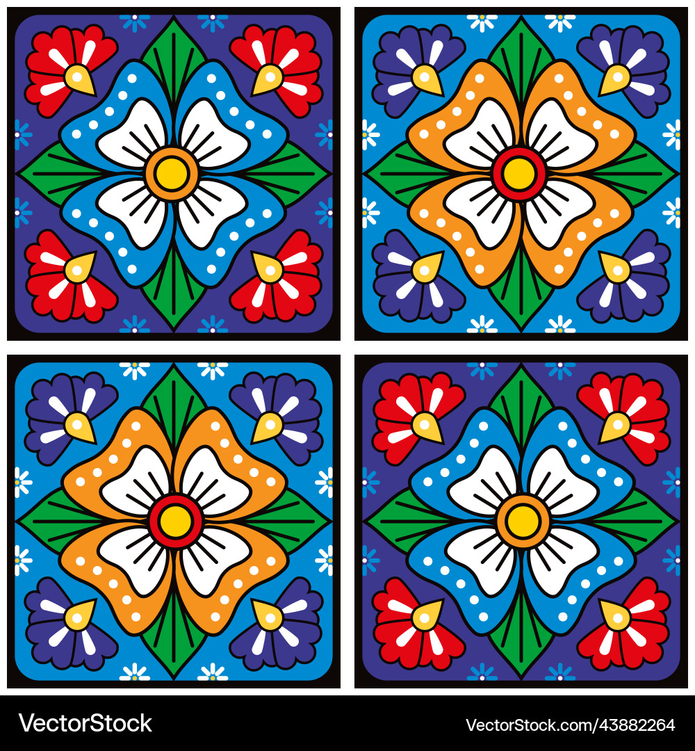 Floral decorative mexican tile seamless art Vector Image