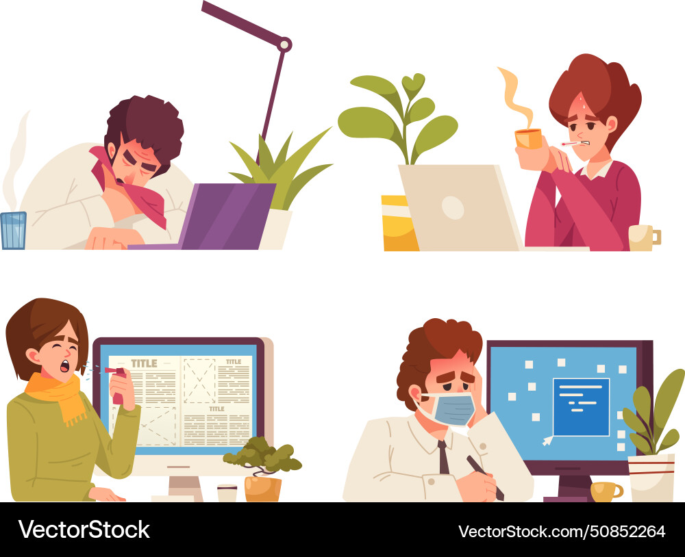 Flu cartoon concept Royalty Free Vector Image - VectorStock