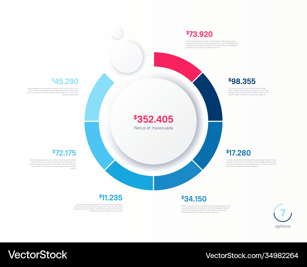 Infographic round chart template seven Royalty Free Vector