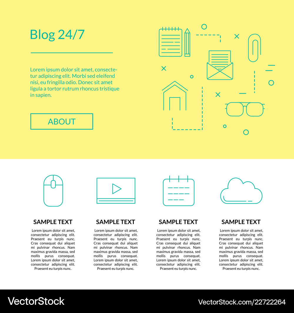 Line blog icons template Royalty Free Vector Image