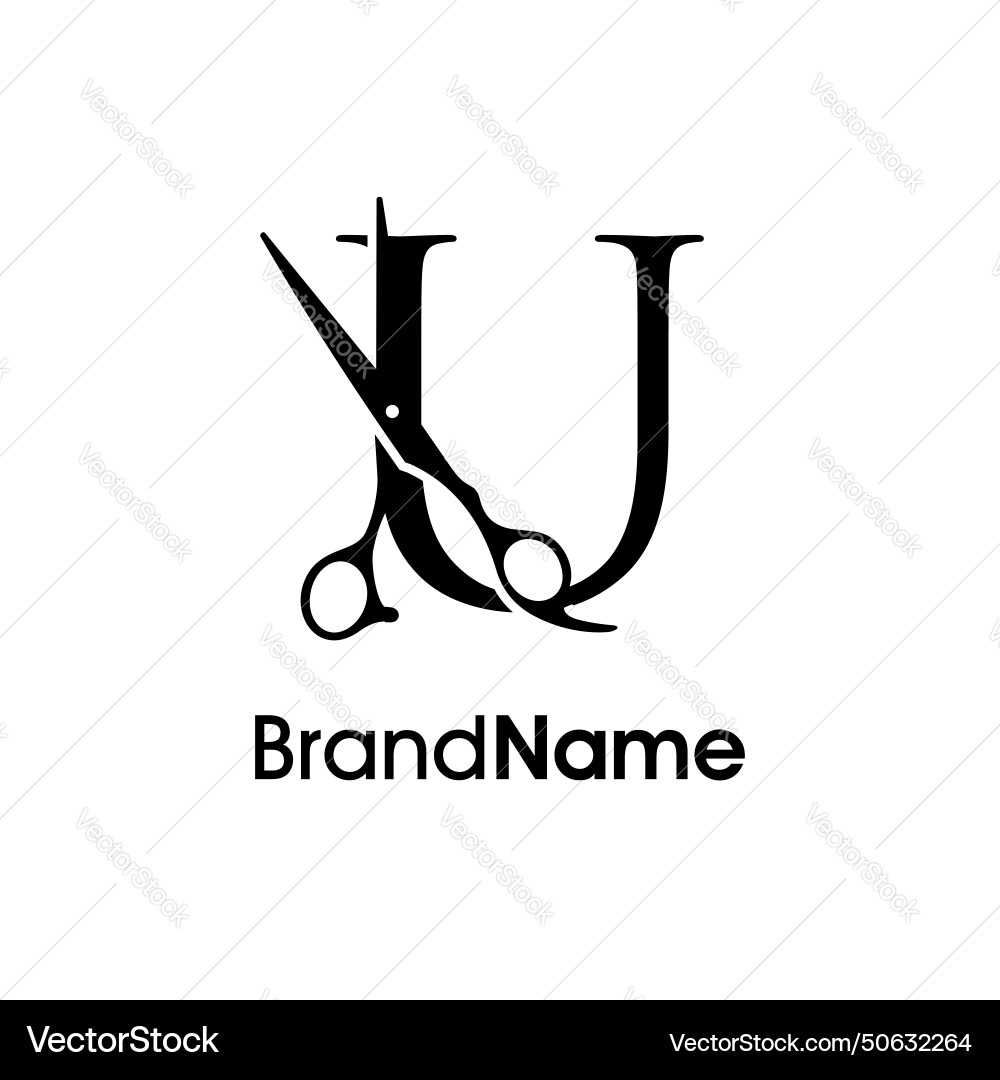 Luxury initial u scissors logo Royalty Free Vector Image