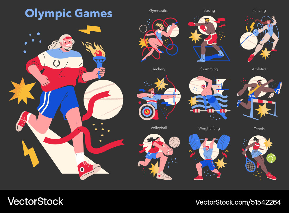 Olympic games flat Royalty Free Vector Image - VectorStock