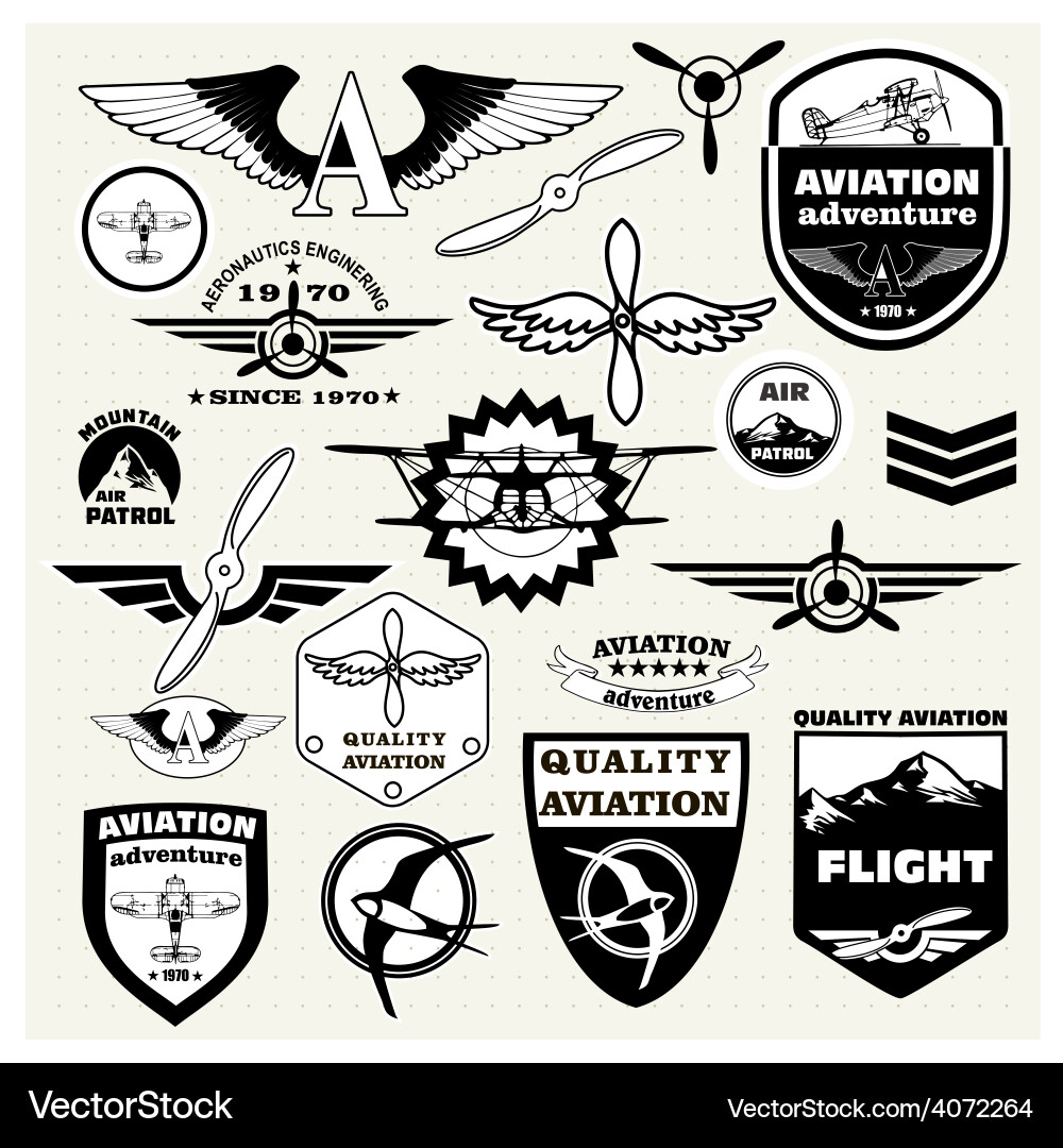 Retro Aviation Emblem Set Royalty Free Vector Image
