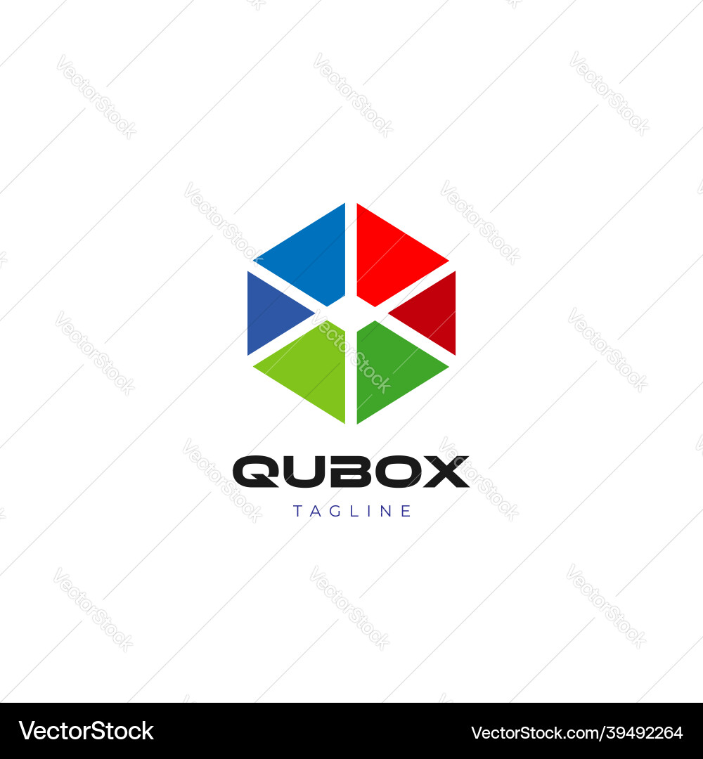 Simple clean cube logo design template Royalty Free Vector