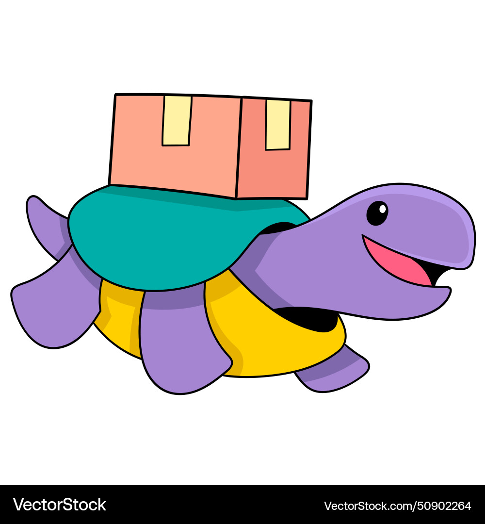 Turtle working as a courier delivering orders Vector Image
