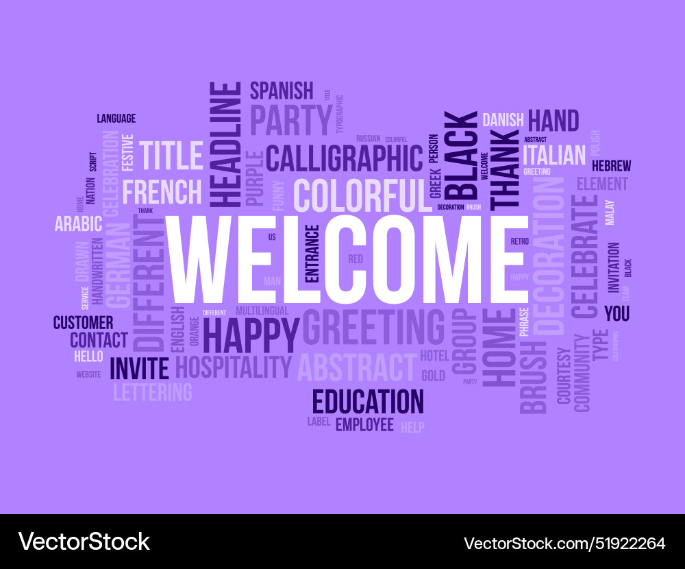 Welcome wordcloud template greeting concept Vector Image