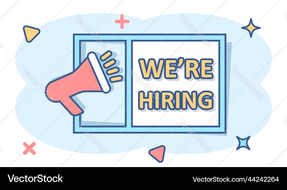 Were Hiring Icon In Comic Style Job Vacancy Vector Image