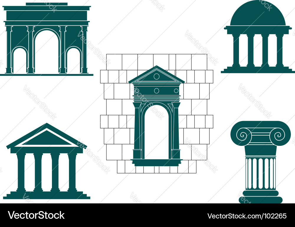 Ancient buildings symbols Royalty Free Vector Image
