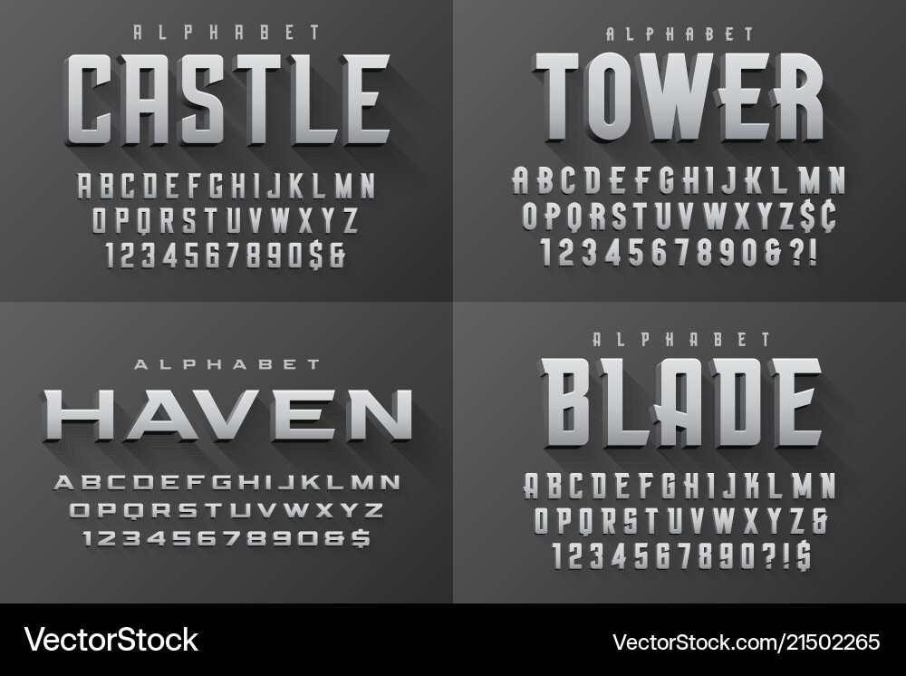 Condensed original display set of fonts Royalty Free Vector