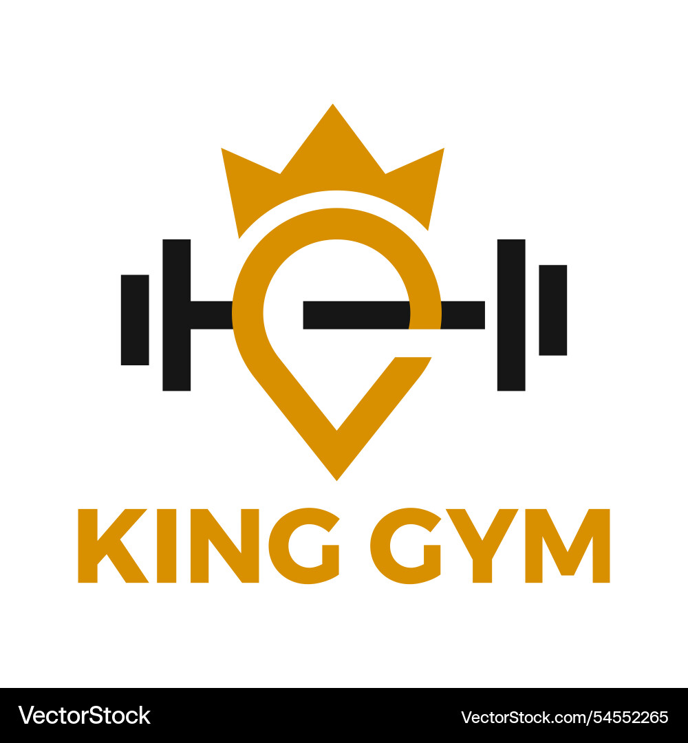 King gym flat minimalist logo design Royalty Free Vector