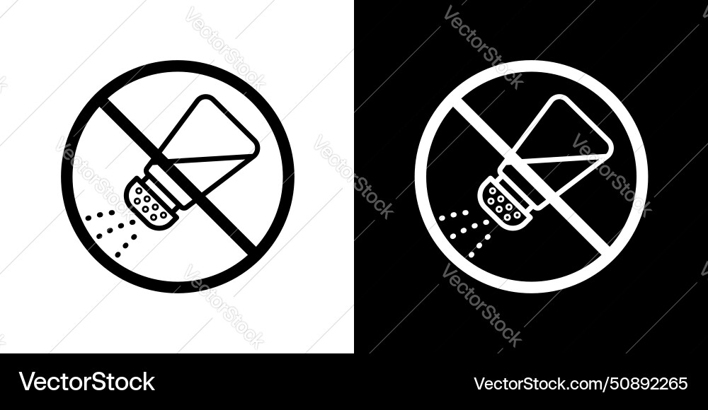No salt sign icon set advisory on use symbol Vector Image
