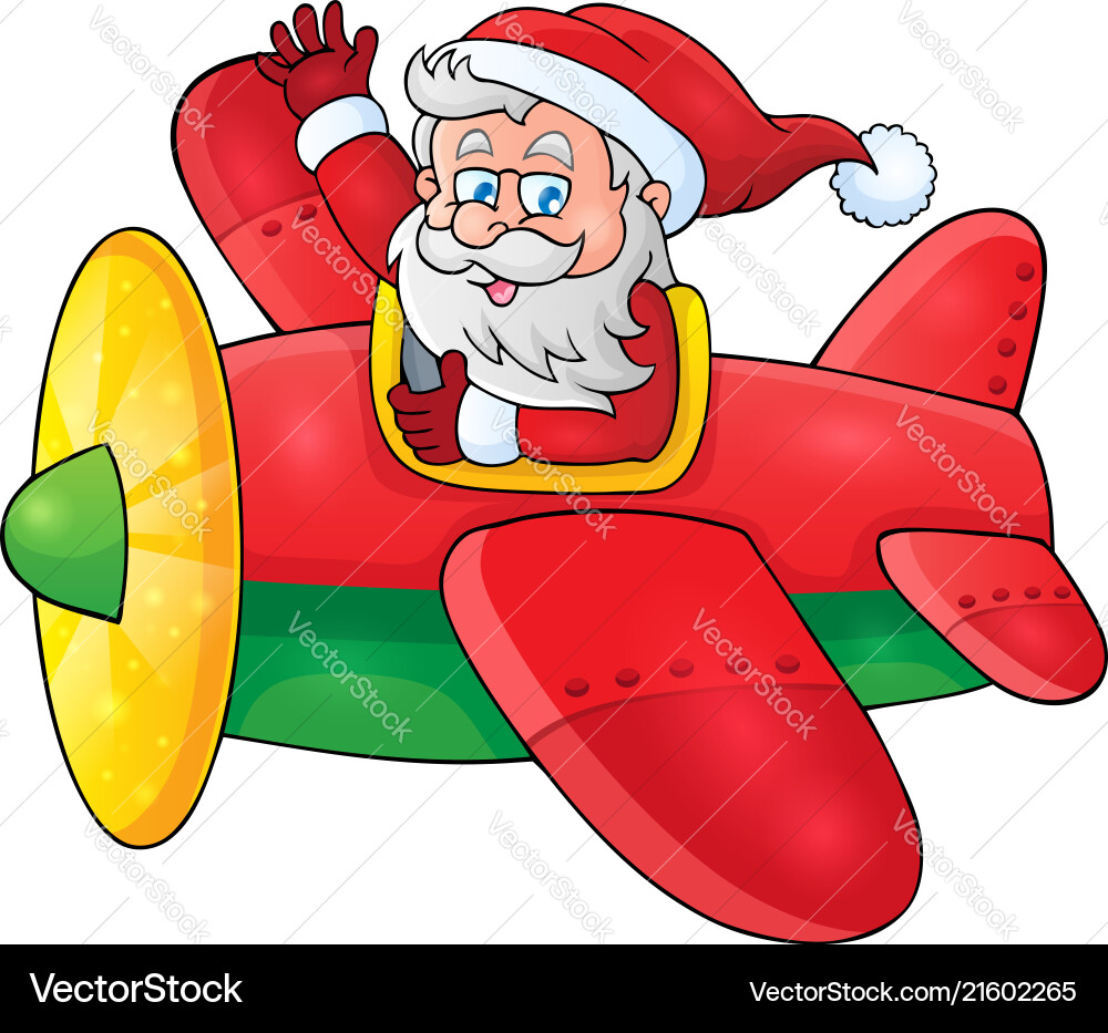 Santa claus in plane theme image 1 Royalty Free Vector Image