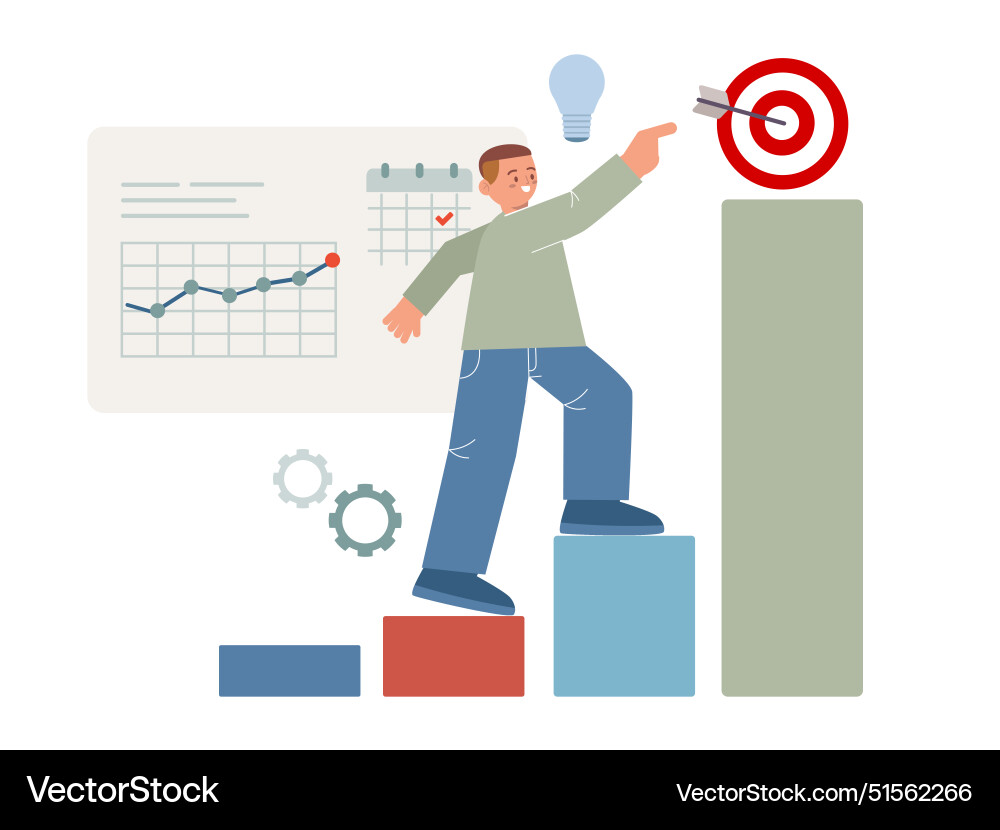Business mission leader step up climbing Vector Image
