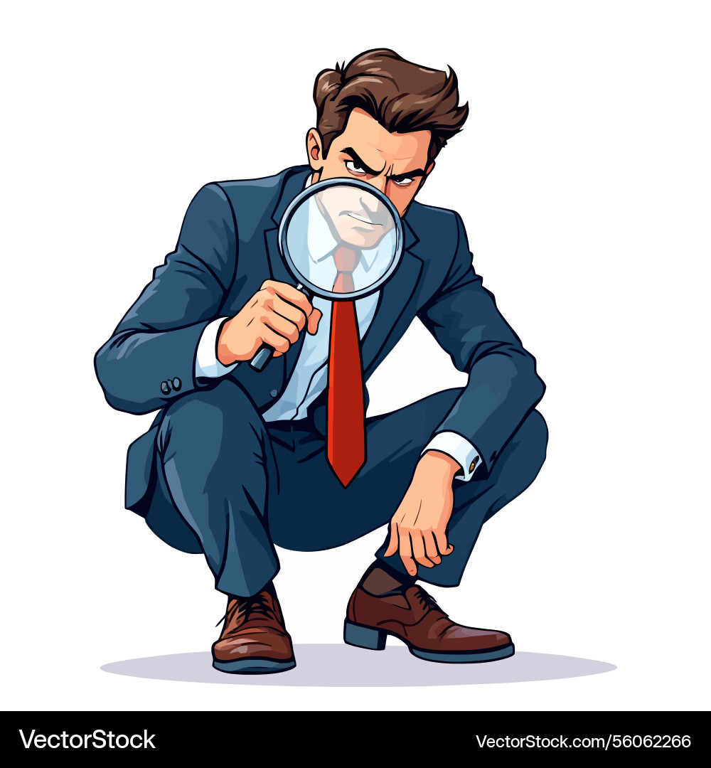 Businessman crouching and searching Royalty Free Vector