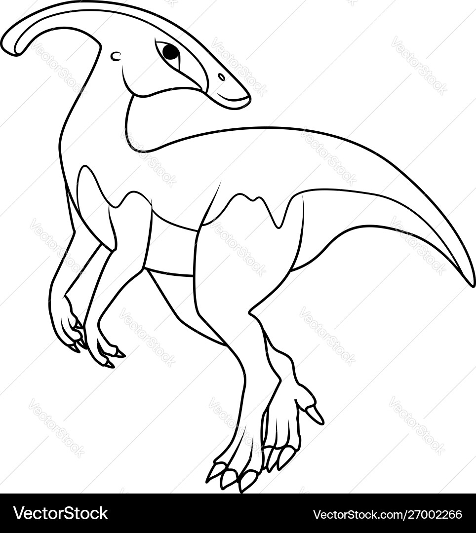 Coloring book parasaurolophus dinosaur Royalty Free Vector