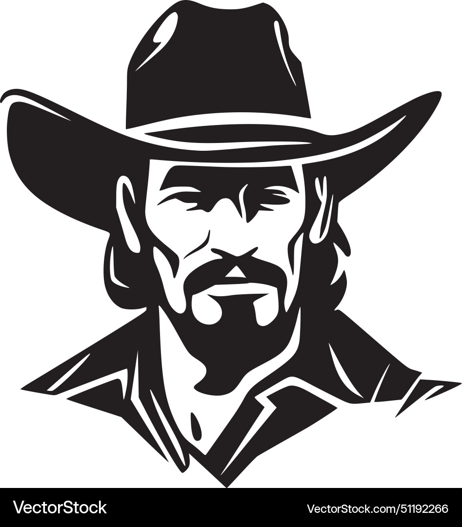 Cowboy - black and white Royalty Free Vector Image