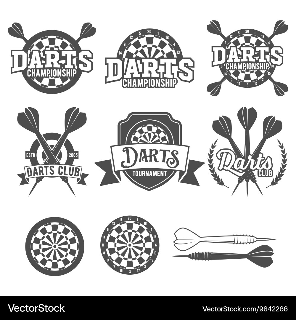 Darts labels set badge logos Royalty Free Vector Image