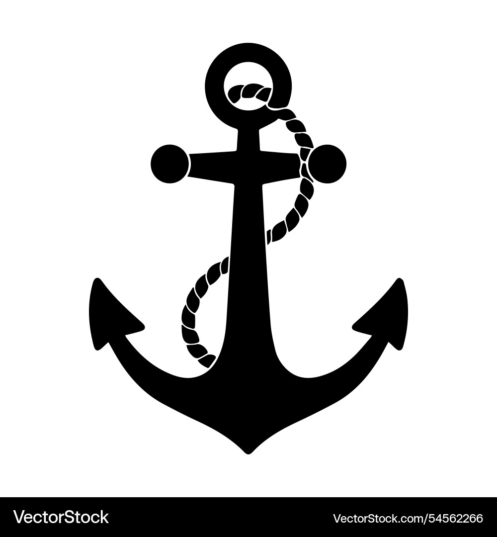 Ein Anker Silhouette Design mit Seil Lizenzfreier Vektor