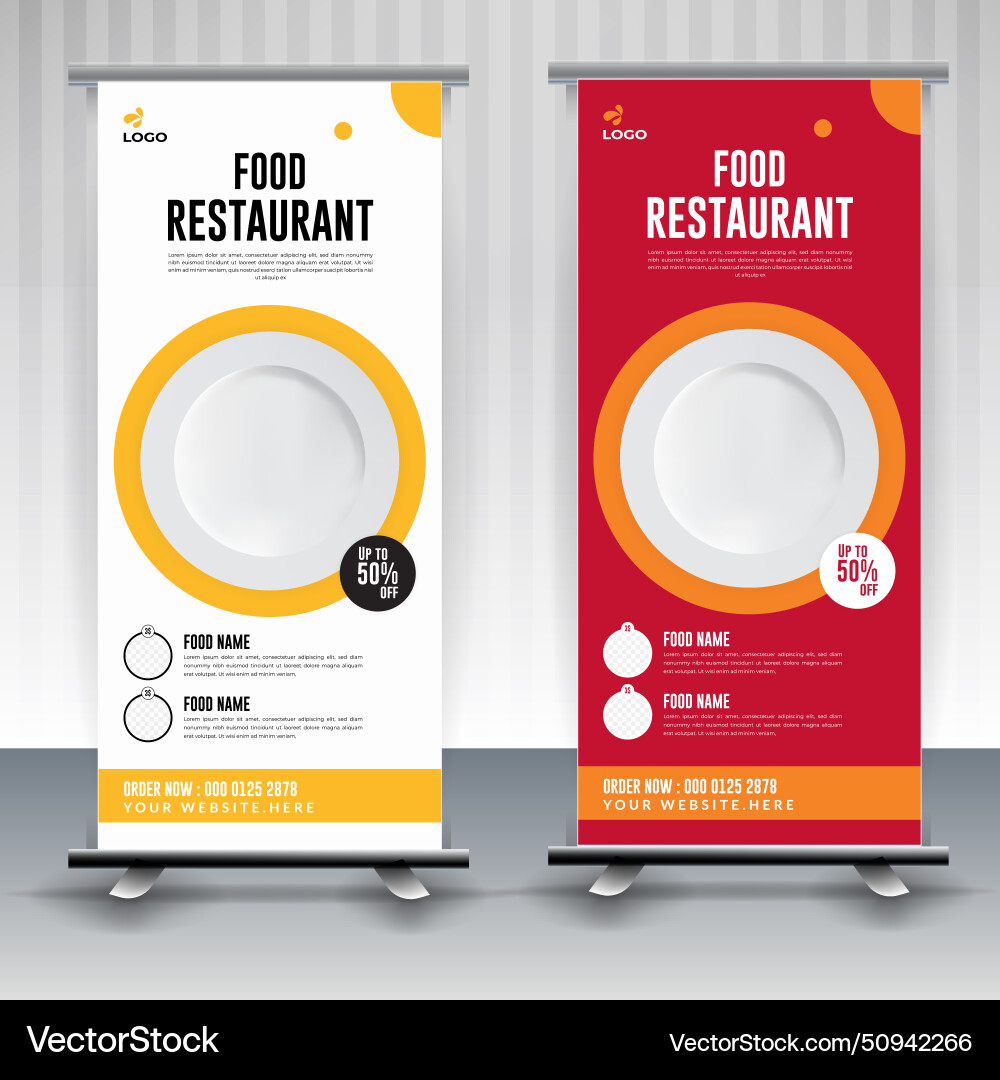 Food menu and restaurant modern rollup Royalty Free Vector