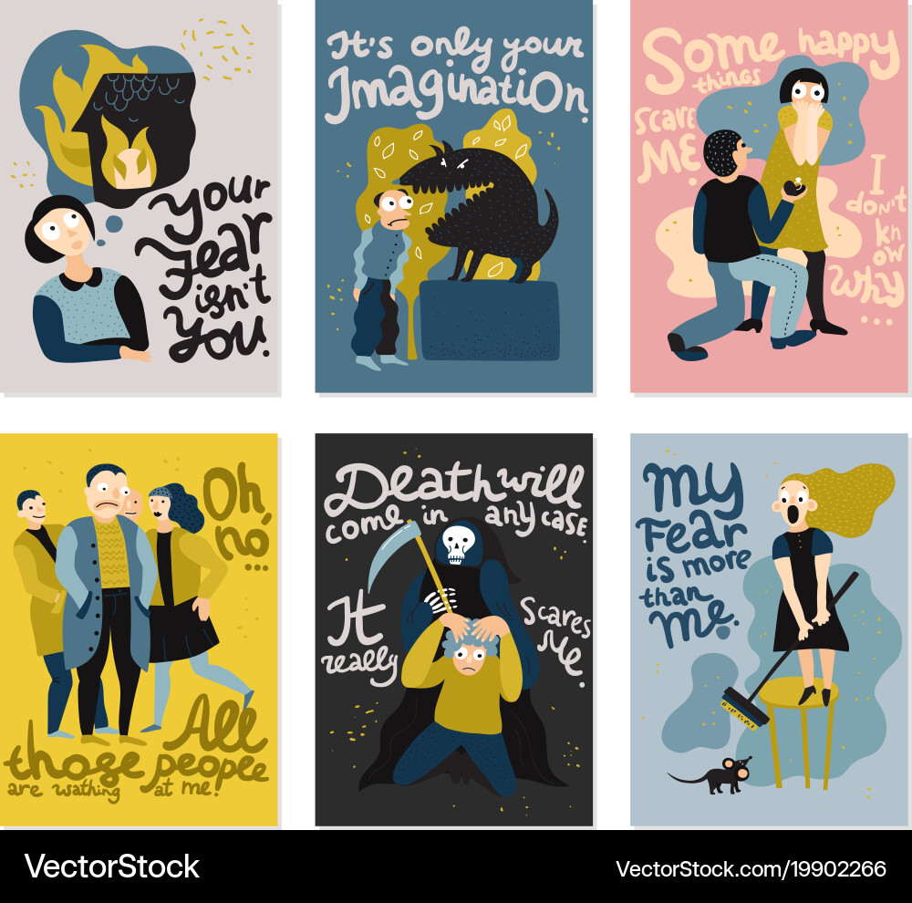 Human fears cards set Royalty Free Vector Image