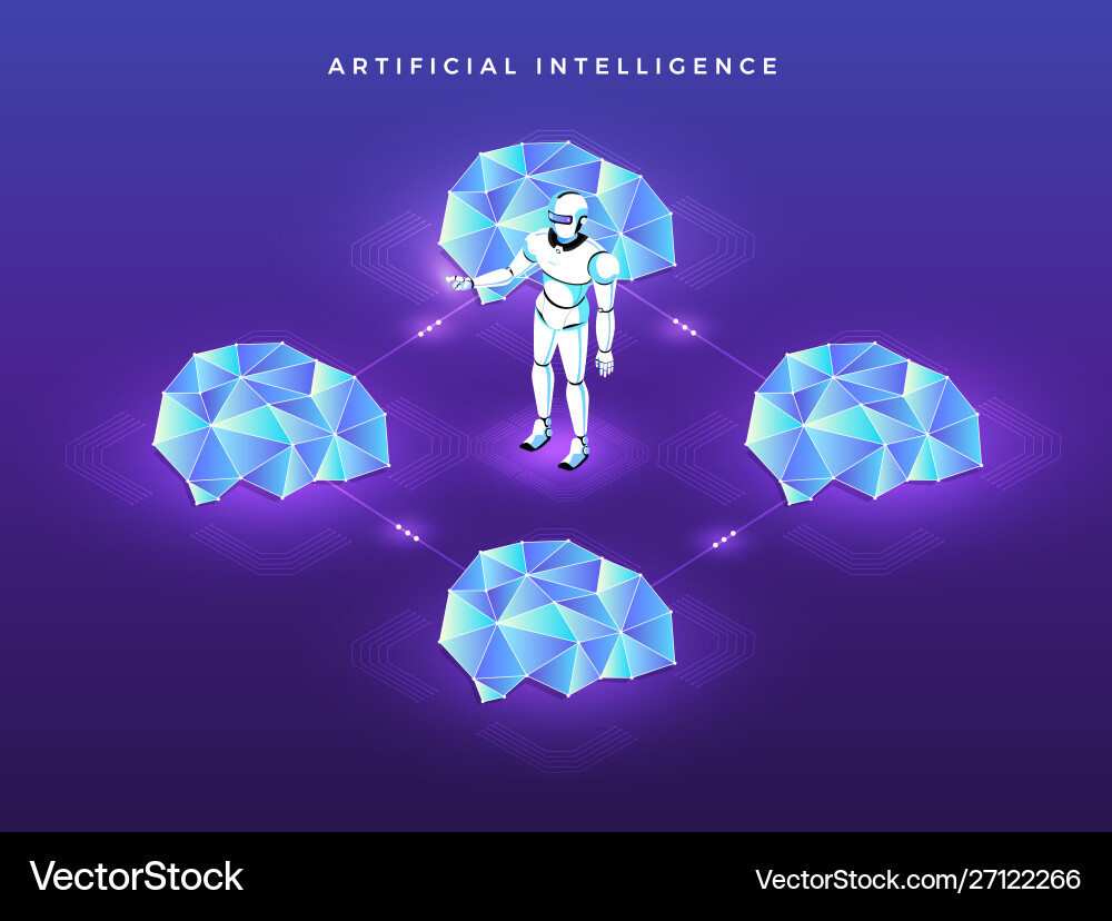 Isometric AI Technology Concepts Royalty Free Vector Image