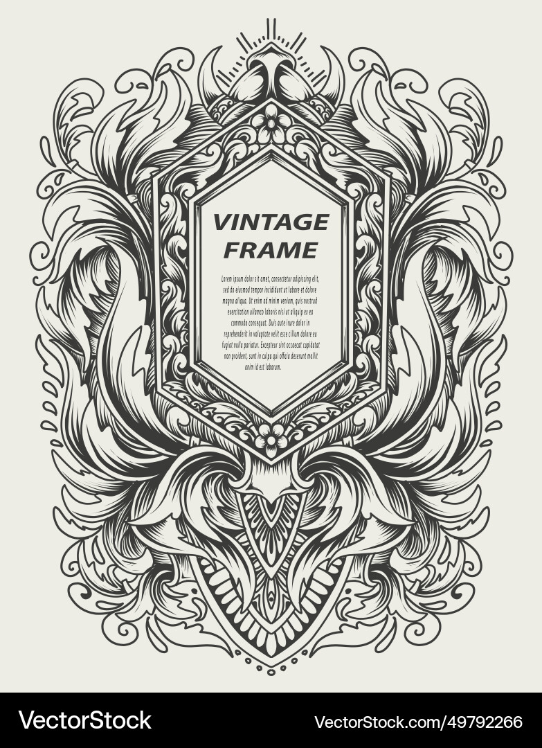 Vintage baroque frame with antique ornament Vector Image