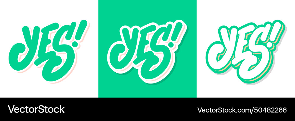 Yes word handwritten letterings Royalty Free Vector Image