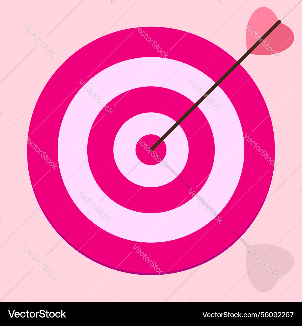 A big pink target and an arrow hitting Royalty Free Vector