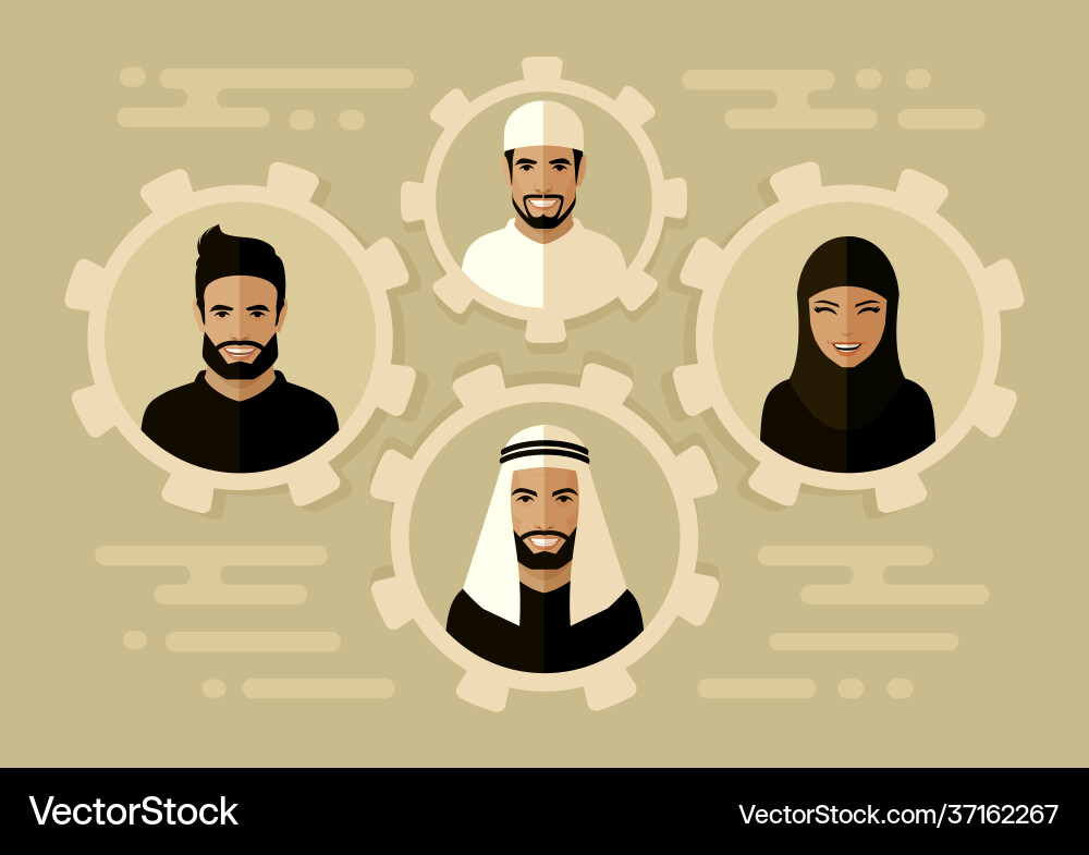 Arab smile team Royalty Free Vector Image - VectorStock